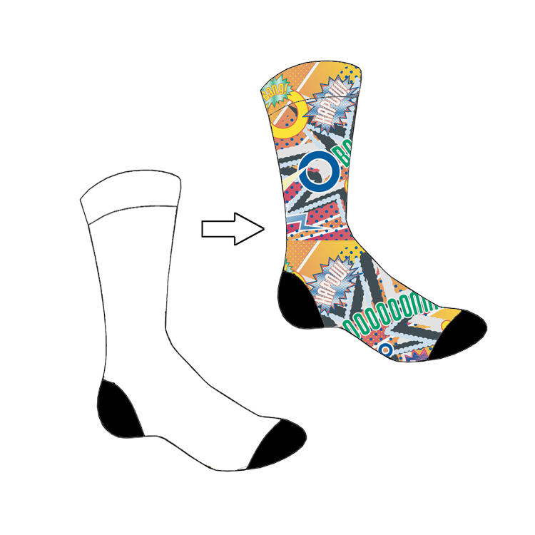 Various patterns print men's sublimation socks